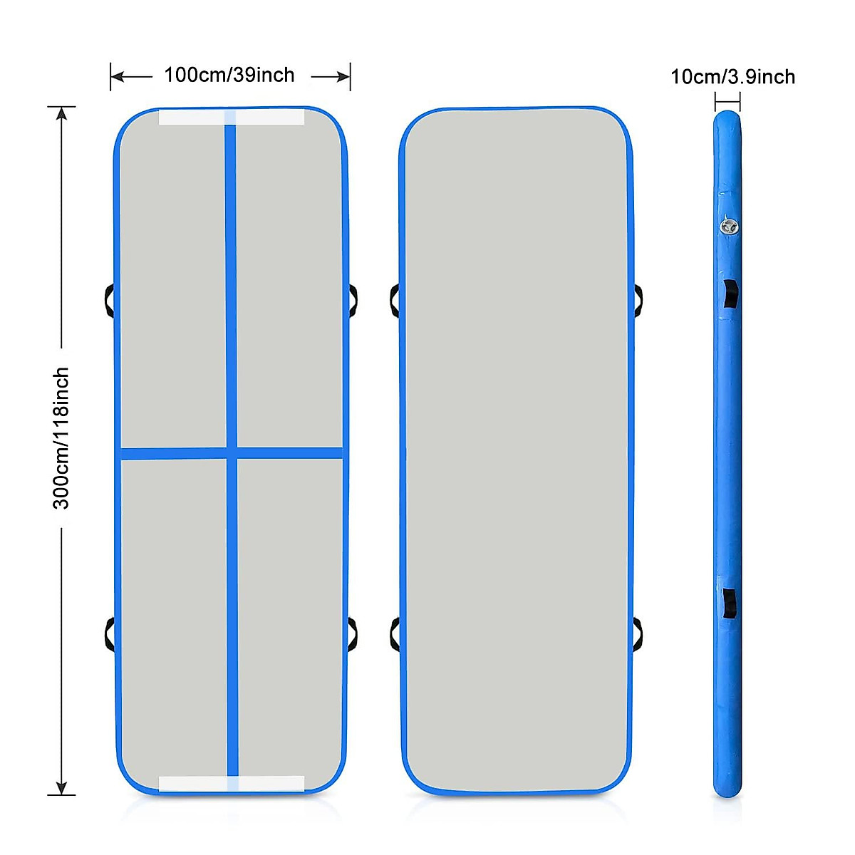 10ft Inflatable Gymnastics Tumbling Mat 4" Thick Air Tumble Track Gymnastics Training Mat with Electric Air Pump for Home Use/Tumble/Gym/Exercise/Training/Cheerleading/Yoga/Parkour/Beach/Park/Water