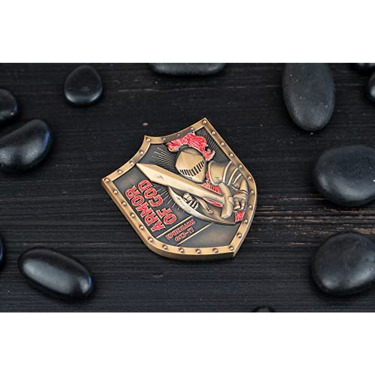 Armor of God Challenge Coin Bulk Pack of 10, Commemorative Military Souvenir Coins for Collectors, Knight Templar Shield Religious Pocket Prayer Token of Faith for Army, Navy, & Marine Veterans