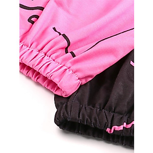 Mylleure Women Printed Baggy Sweatpants Pockets High Waisted Joggers Pants Contrast Color Sporty Workout Athletic Lounge Trousers (B Black + Pink Symbol, M)