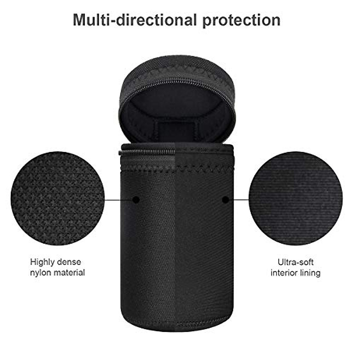 ARVOK Lens Pouch Set, Water Resistant Protective Lens Cases for DSLR Camera Lens, 4 Size Thick Camera Lens Bag for Nikon, Tamron, Sigma, Pentax, Sony, Olympus, Panasonic