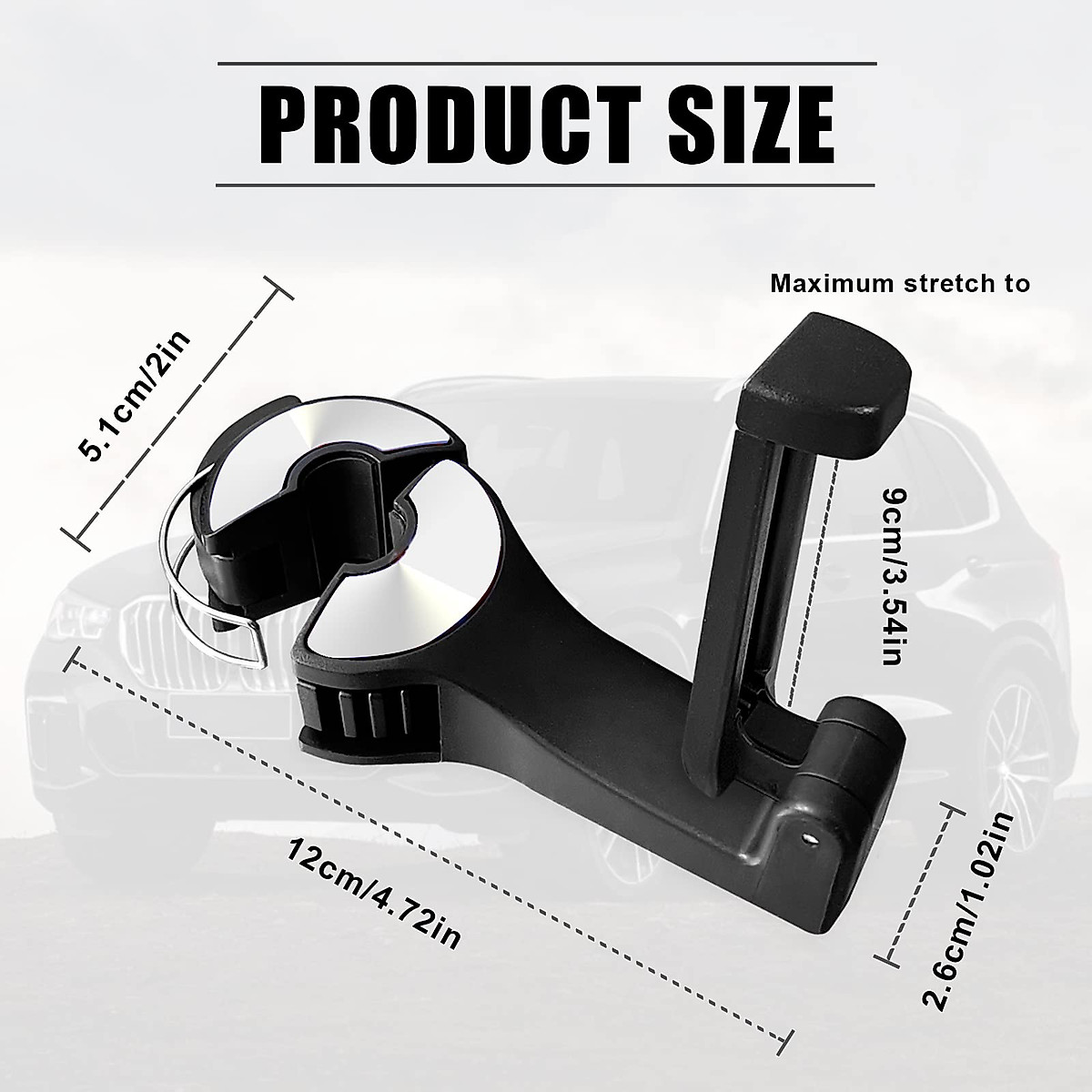 2pcs Car Headrest Hidden Hook 2 in 3 Car Seat Hooks, Universal Car Headrest Storage Organizer Hanger Hook, General Purpose - Car Storage Box, Falling Resistance-Silver