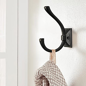 TUNNY 5 Pack Antique Design Wall Hanging Coat Hooks - Matte Black Coat Hooks Towel Hook for Entry Shoe Cabinet, Wardrobe Bathroom Bedroom Furniture Hardware