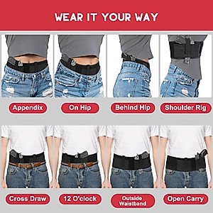 ‎EuroBird Belly Band Holster for Concealed Carry, Gun Holsters for Men and Women, Right & Left Hand Draw, Waistband Holster Fit for Glock, M&P Shield, Sig Sauer, etc