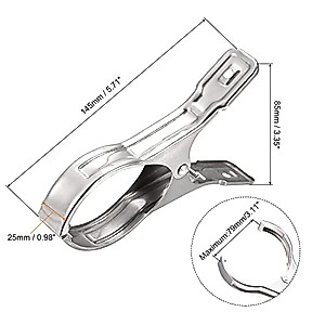 uxcell Tablecloth Clips - 145mm Stainless Steel Clamps for Fixing Table Cloth Hanging Clothes, 10 Pcs