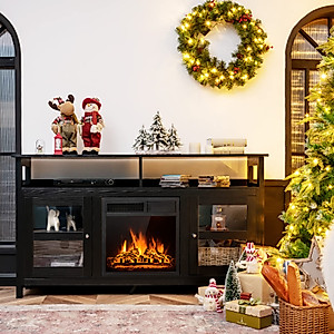 COSTWAY 19.5-Inch Electric Fireplace Inserts, 1500W Wall Recessed and Freestanding Decorative Fireplace with Remote, 7 Brightness Settings, Overheat Protection, Fireplace Heater for Indoor Use