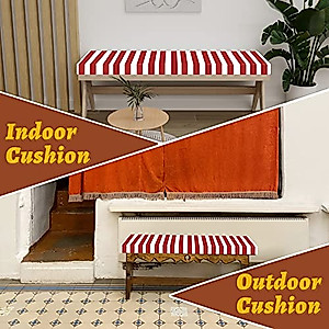 Focuprodu Bench Cushion 45 Inch, Patio Furniture Cushions, Non-silp Durable Window Seat Cushions, Personalized Custom Furniture Bench Cushions. (45x18x2.5, Red Stripes)