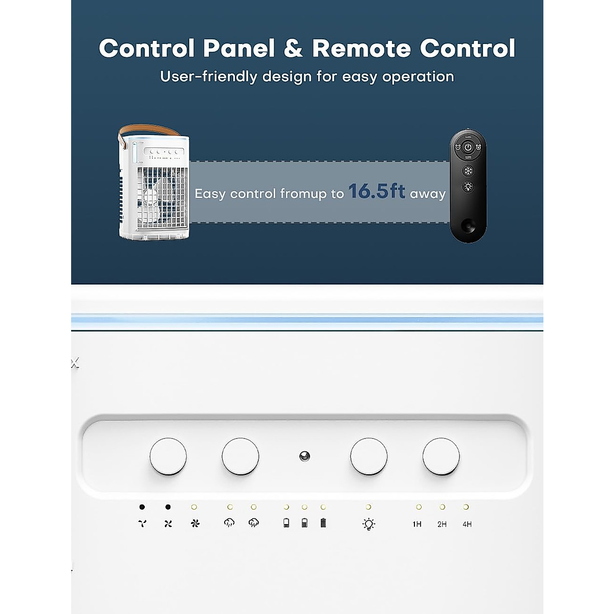 BALKO Small Air Conditioner, 5400mAh Built-in Battery Evaporative Air Cooler, 2 Ice Packs, 7H Timer Smart Auto-Off &Remote, 7 Lights, 1200ML Water Tank, 2-Level Mists, 3-Speed Personal Air Conditioner