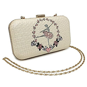 ZLXDP Women Handbag Clutch Crystal Evening Bag Flower Embroidery Wedding Bag Purse Party Bag Chain