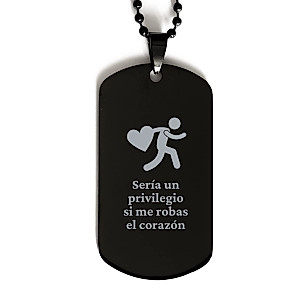 Seria un privilegio si me robas el Corazon, pulseras para Hombres o Mujeres - placa de identificaci