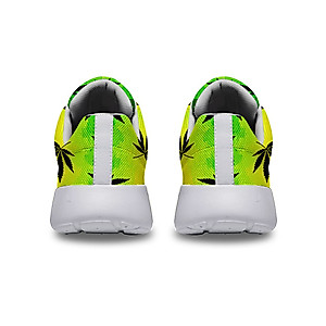 Marijuana Leaf Shoes - Rasta Ganja Men Women Lightweight Breathable Weed 420 Running Sneakers, Sport Athletic Tennis Cannabis Shoes, Stoner Gift White Size 11