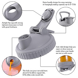 6 Pack Wide Mouth Ma-son Jar Lids 86mm Ma-son Jar Flip Top Lids Reusable Plastic Leak-proof Airtight Seal Ma-son Jar Pour Spout Pitcher Lids (Jars Not Included)