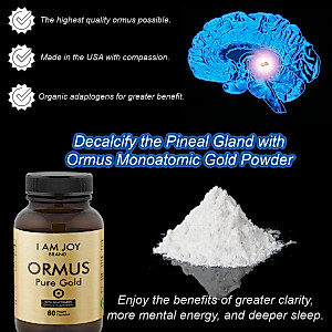 I Am Joy co. Ormus Gold Capsules Monoatomic Elements with Adaptogens Maca and Ashwaganda | May Help Balance Mood, Decalcify Pineal Gland, Repair DNA, Enhance Relaxation - 60 Vegan Capsules