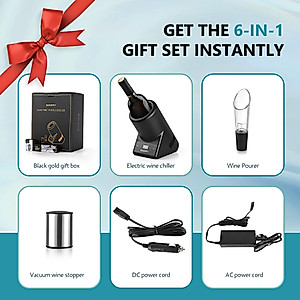 EUHOMY Wine Chiller Electric, Portable Wine Bottle Chiller for 750ml Wine & Champagne, Single Bottle Wine Cooler on Patio, Keep Cold Up to 1 Day- Extra Surprise for Wine Lovers