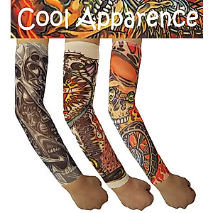 iToolai Temporary Tattoo Sleeves for Kids, Fake Slip On Arm Sunscreen Sleeves, 6pcs - Eagle,Skull,Dragon,Clown, Snake,etc
