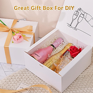 Moretoes 20 Pack Gift Boxes, 8x8x4 Inch White Gift Boxes with Lids, Bridesmaid Proposal Box with Ribbon