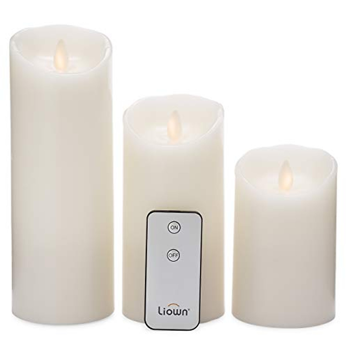 Raz Imports Push Flame Ivory Pillar Candles with Remote, Set of 3|2C - Flameless Lighting Accent and Decorative Light Source - Flickering Scented Candles for Garden, Patio, Bathroom and Living Room