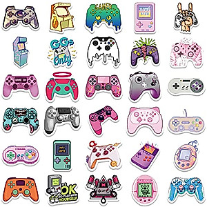 60pcs Color Gaming Stickers for Teen Water Bottle,Cool Cartoon Trendy Gamepad Stickers Fun Aesthetic Waterproof Vinyl Decals for Laptop Bumper Luggage Skateboard Guitar