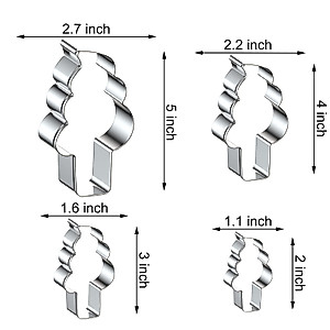 Soft Serve Ice Cream Cone Cookie Cutter Set in Assorted Large Sizes - 5", 4", 3", 2" - 4 Piece - Stainless Steel