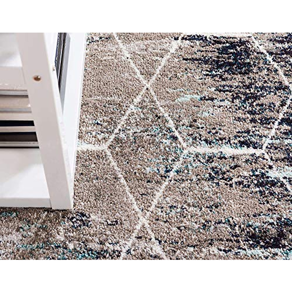 Unique Loom Trellis Frieze Collection Area Rug - Geometric (5' x 8', Blue Multi/ Ivory)