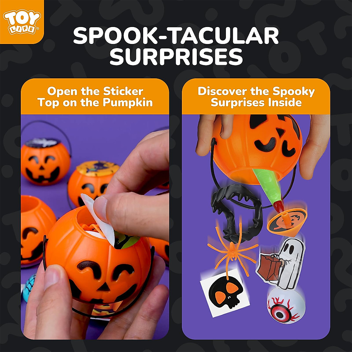 TOY Life Halloween Toys Prefilled Pumpkins Buckets Halloween Party Favors for Kids Bulk, 162Pcs Halloween Pinata Stuffers Halloween Bucket Goodies Bag Halloween Prizes Trick or Halloween Treats