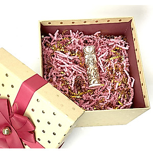 PUROSUR Crinkle Cut Paper Shred Filler Pink & Gold for Gift Wrapping & Basket Filling luxury Gift Box Filler Gift Basket Stuffing Shipping Packaging Craft Party Favor Bags - (4 oz) (Pink & Gold)