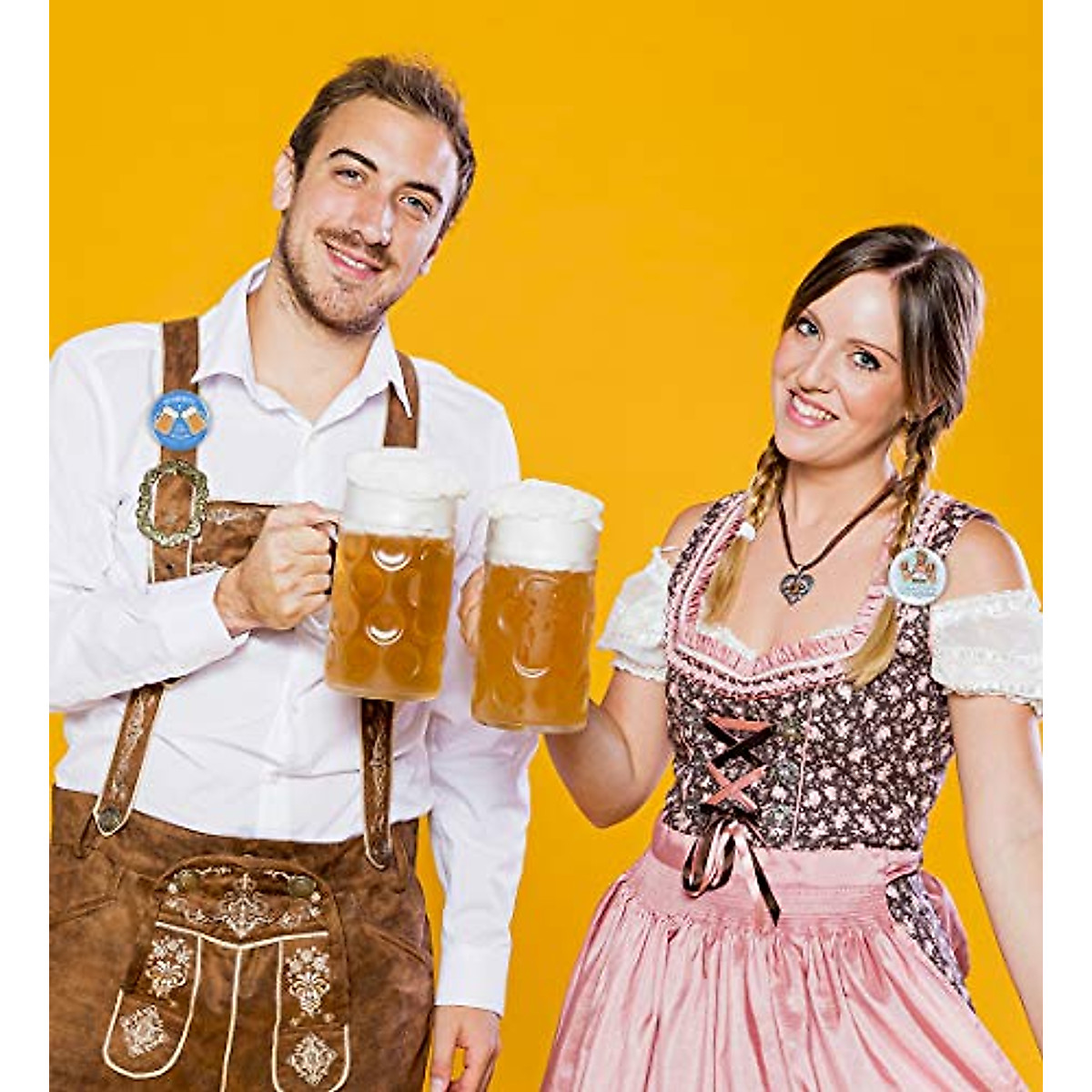 Oktoberfest Buttons Pins Bavarian Badges - Beer Festivities  Event Party Favors Supplies Decorations 48Ct