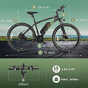 ANCHEER 27.5'' Electric Bike 500W(Peak 750W) Electric Mountain Bike, 55 Miles Range & 22 MPH, 3H Fast Charge, 48V/10.4Ah Removable Battery, Electric Bike for Adult 21 Speed Incl. Free Bike Lock