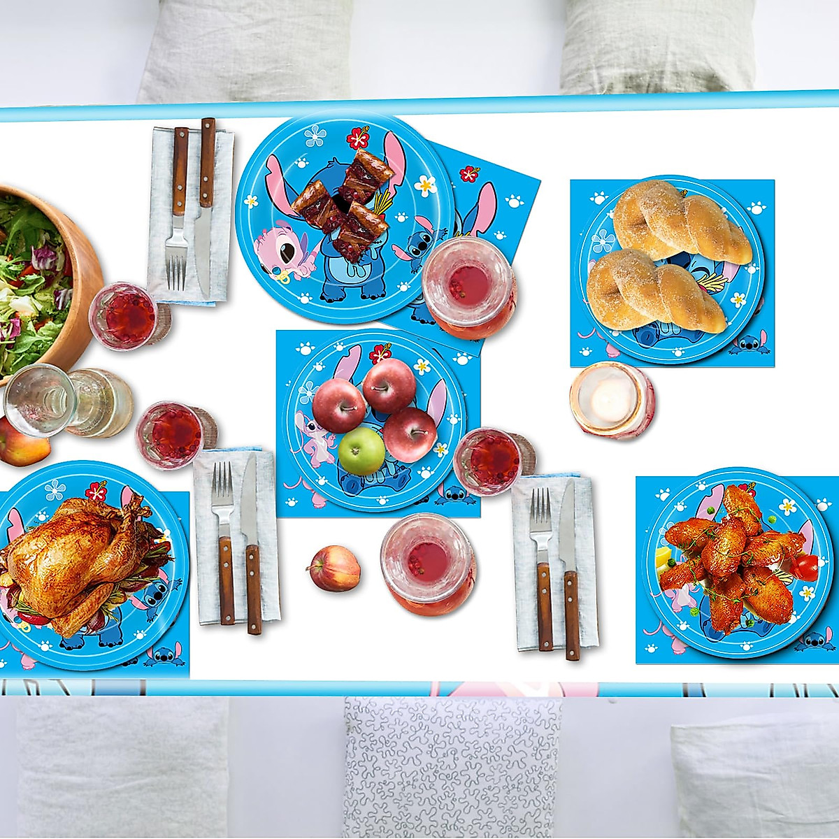 41Pcs Birthday Decorations, 20 Plates, 20 Napkins and 1 Tablecloth for Birthday Party Supplies