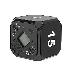 Hoshen Gravity Sensor Cube Timer, 5-15-25-45 Minutes Time Management Countdown Reminder, Kitchen Baking Reminder, Original Box (Without Battery)，Black