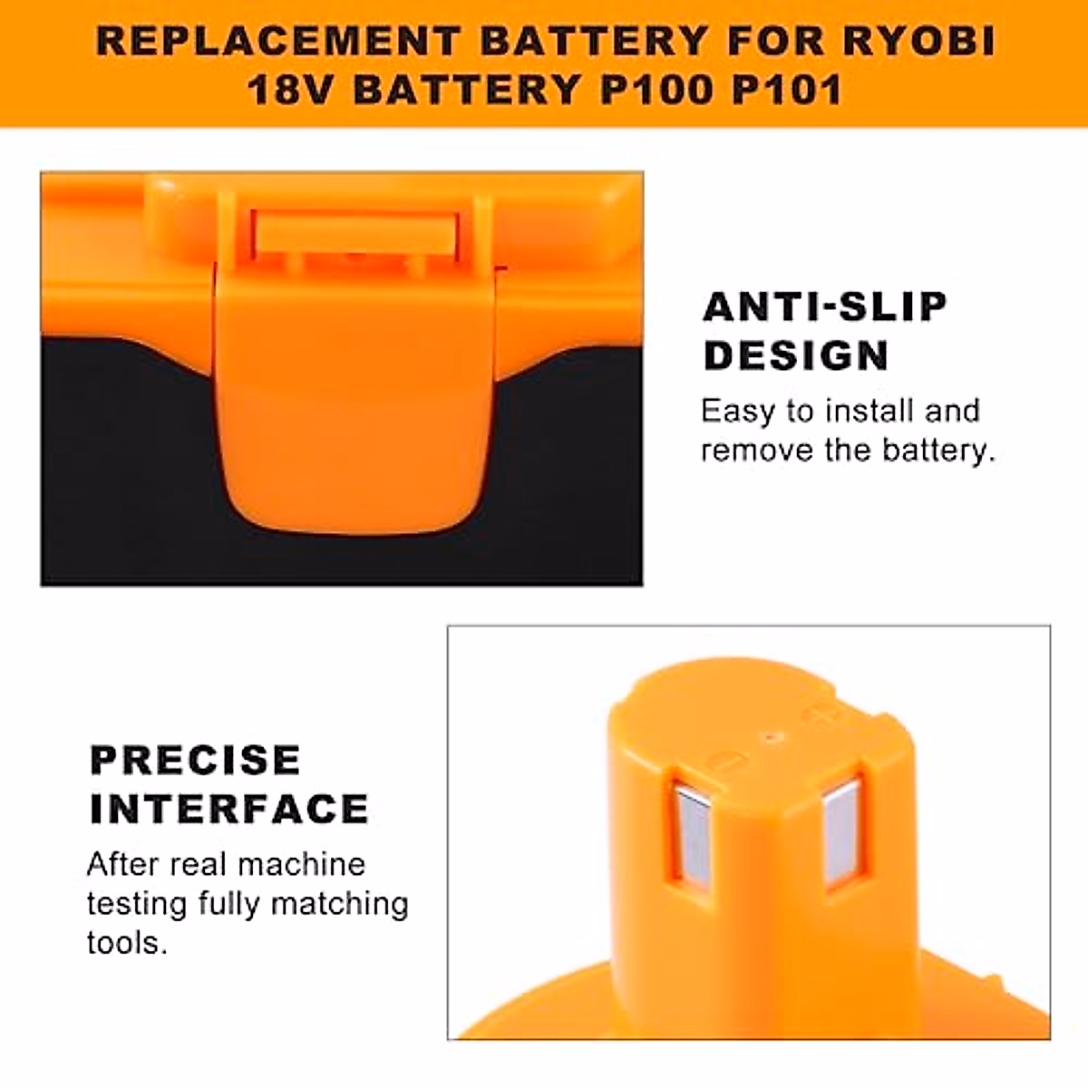 Amsbat 2-Pack 3600mAh Ni-Mh Replacement for Ryobi 18V Battery P100 P101 ABP1801 ABP1803 BPP-1813 BPP-1815 + P117 Replacement for Ryobi 18V Battery ONE+ Charger P117 P118 P119