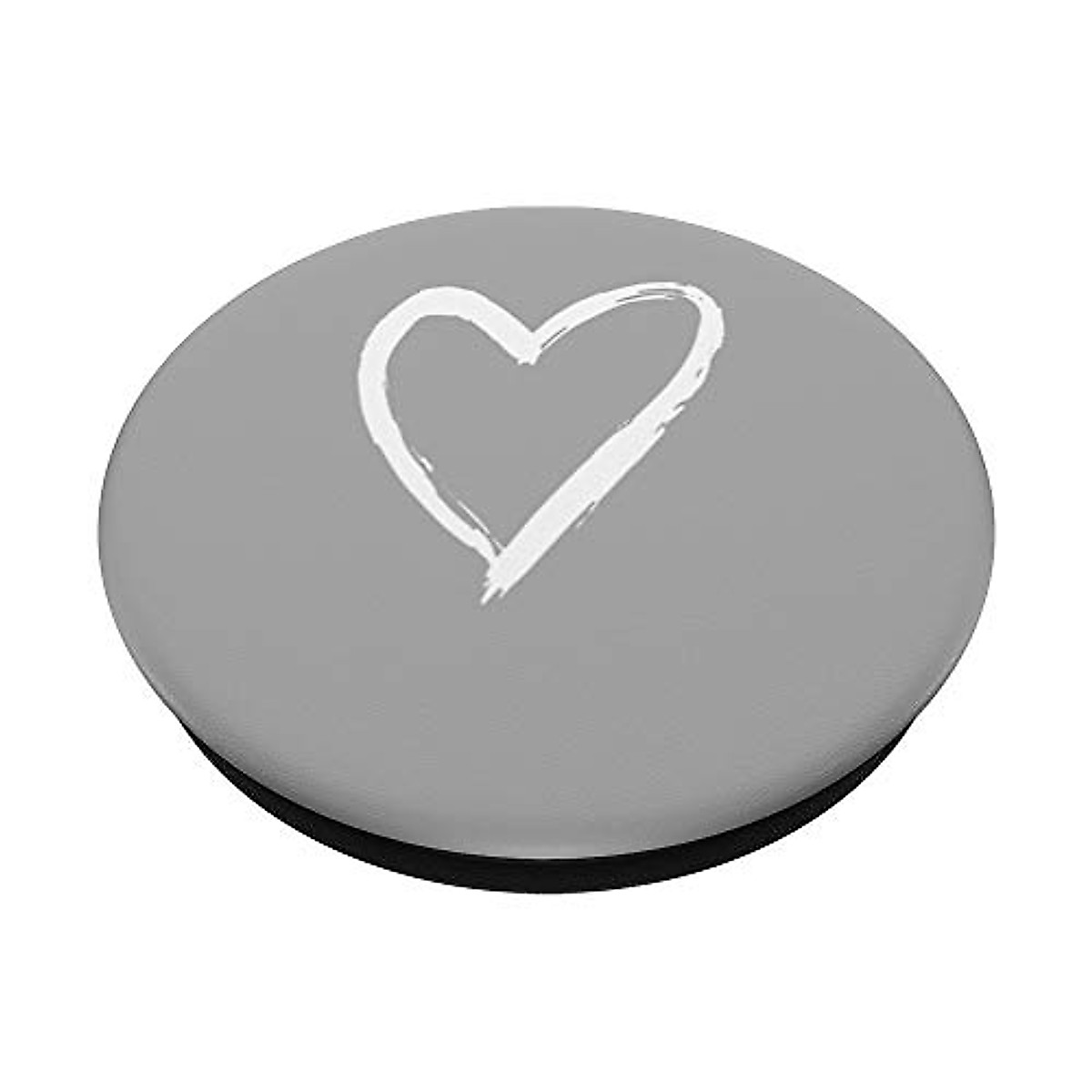 Cute Hand Drawn Minimalist White Heart on Grey PopSockets Swappable PopGrip