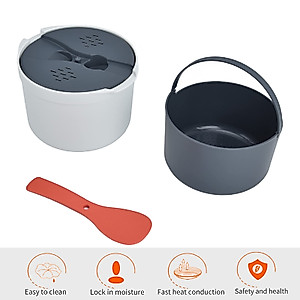 Microwave Rice Cooker Set, 2L Large Capacity Microwave Rice Cooker Steamer, Multifunctional Rice Spoon Lid Strainer Steaming Pot Rice Cooker for Home Kitchen Cooking