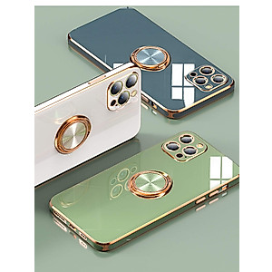 UnnFiko Bumper Stand Case Compatible with iPhone XR, Soft Cover with Ring Holder 360°Ring Holder Kickstand Car Mount Supported Protective Phone Cases (Blue, iPhone XR)