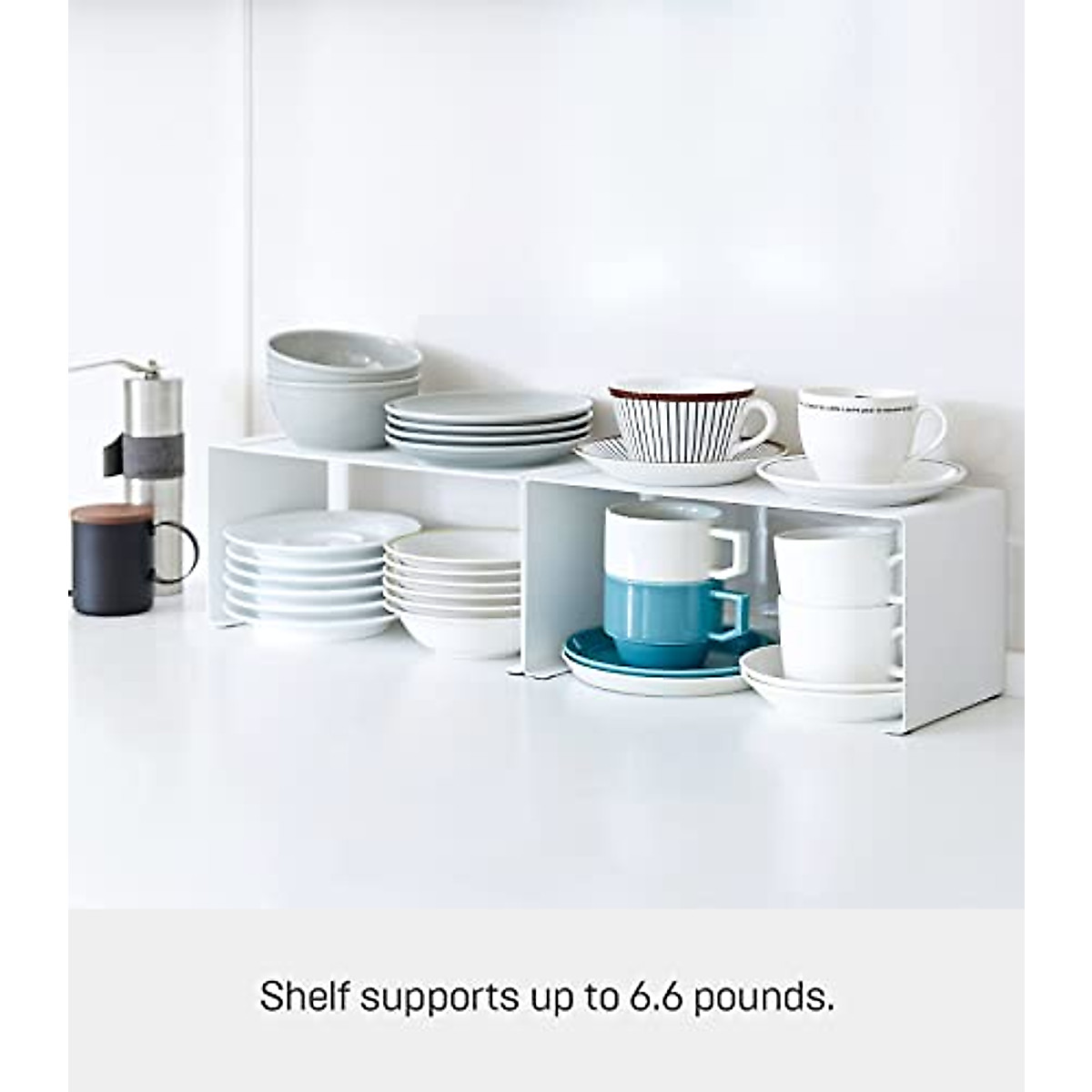 Yamazaki Home Tower Stackable Alloy Steel Kitchen Rack – Storage Organizer Counter Shelf White Small