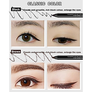 LYSdefeu Gel Eyeliner Pencil-Black Brown Waterproof Smudgeproof Matte Gel Eyeliner Pencil with Sharpener,Fadeproof Eye Liner Tattoo Eyeliner Pen for Women Cat Eye/Smoky Eye Makeup,Valentine's Day Gift