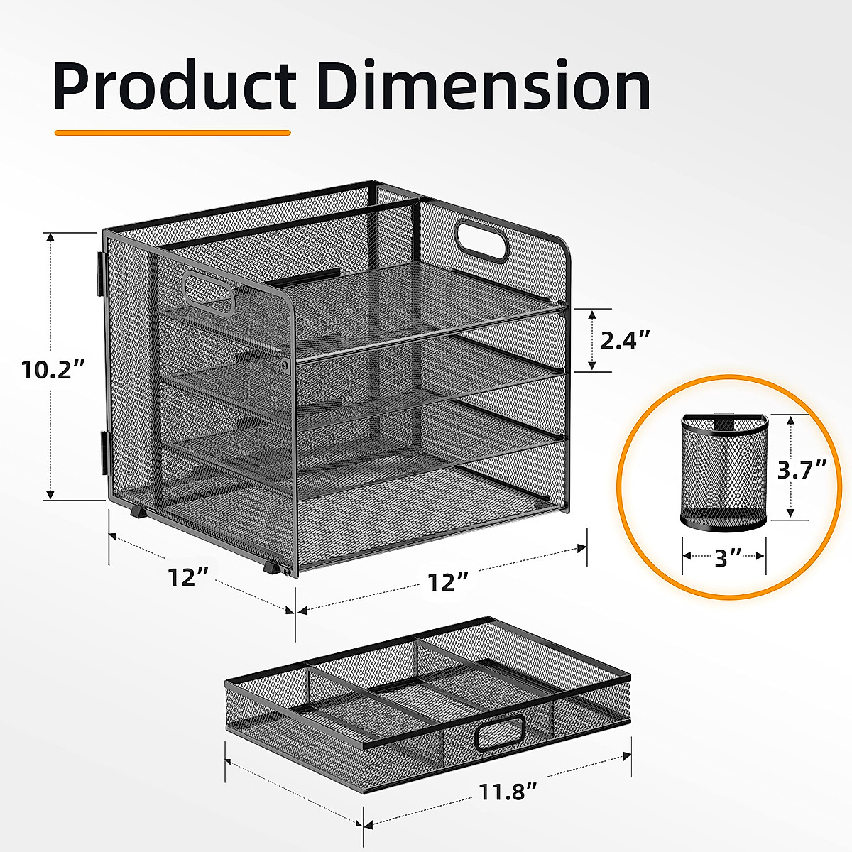 Daltack Paper Tray Mesh Desk Organizer with Vertical File Holder Office Organization with Drawer File Holder Desk File Organizer
