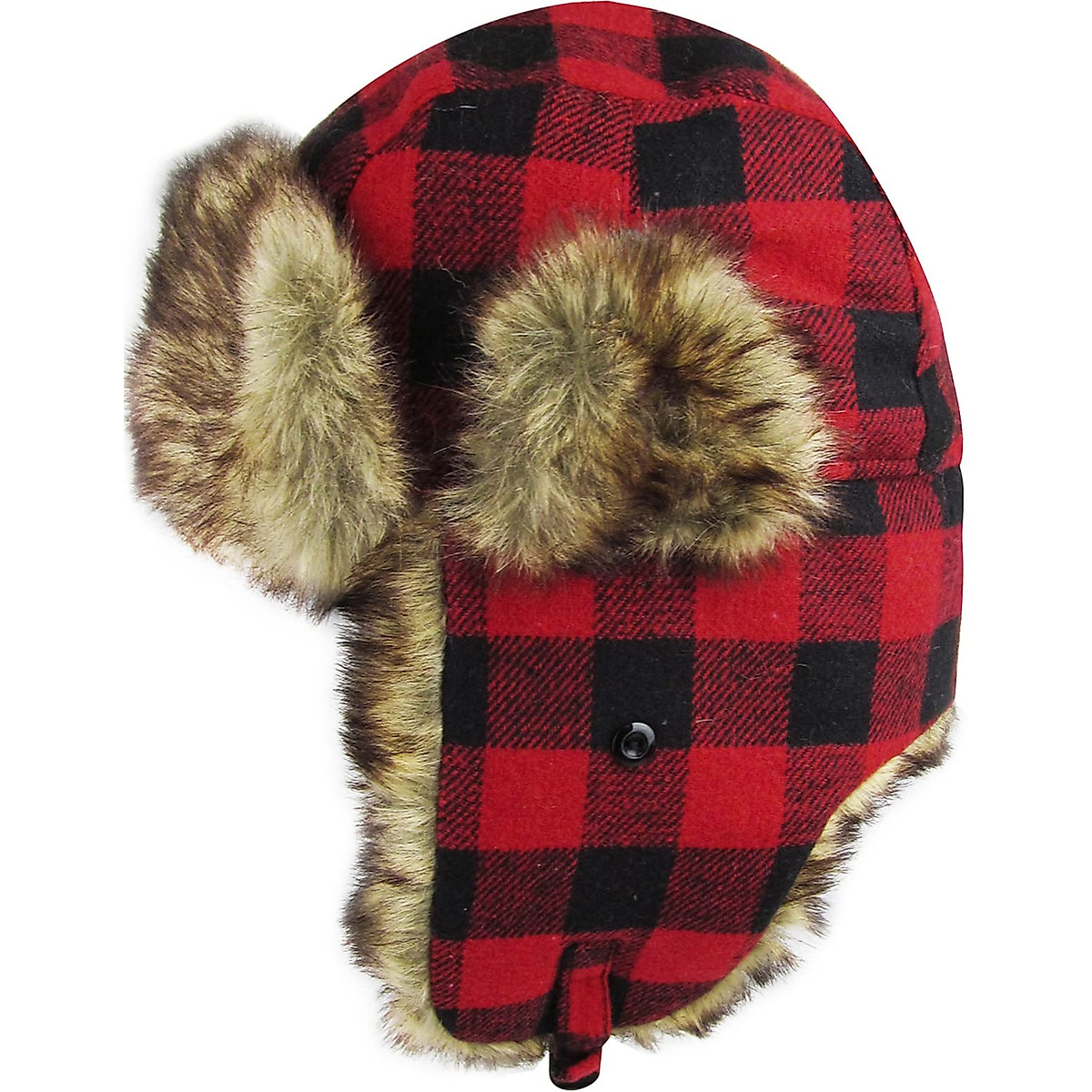 KBW-604 RED-BLK Lumberjack Plaid Aviator Trapper Hat Trooper Ear Flaps Ushanka Eskimo Russian Cold (One Size, Red Black)…
