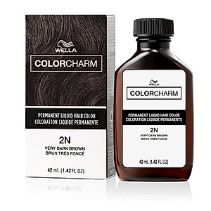 COLORCHARM Permanent Liquid Hair Color for Gray Coverage| 2N Very Dark Brown| 1.4 Fl Oz