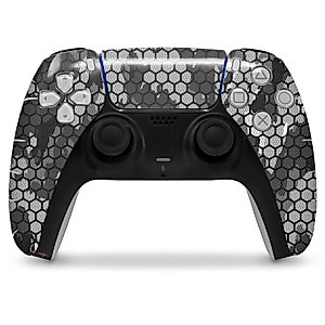 WraptorSkinz Skin Wrap compatible with Sony PS5 DualSense Controller HEX Mesh Camo 01 Gray (CONTROLLER NOT INCLUDED)