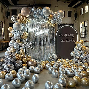 CUTEUP Metallic Silver Balloons Garland Arch Kit - 130 pcs 5/10/12/18 Inch Different Sizes Premium Party Latex Balloons Perfect for Birthday Party Baby Shower Wedding Anniversary Decorations, CP-17