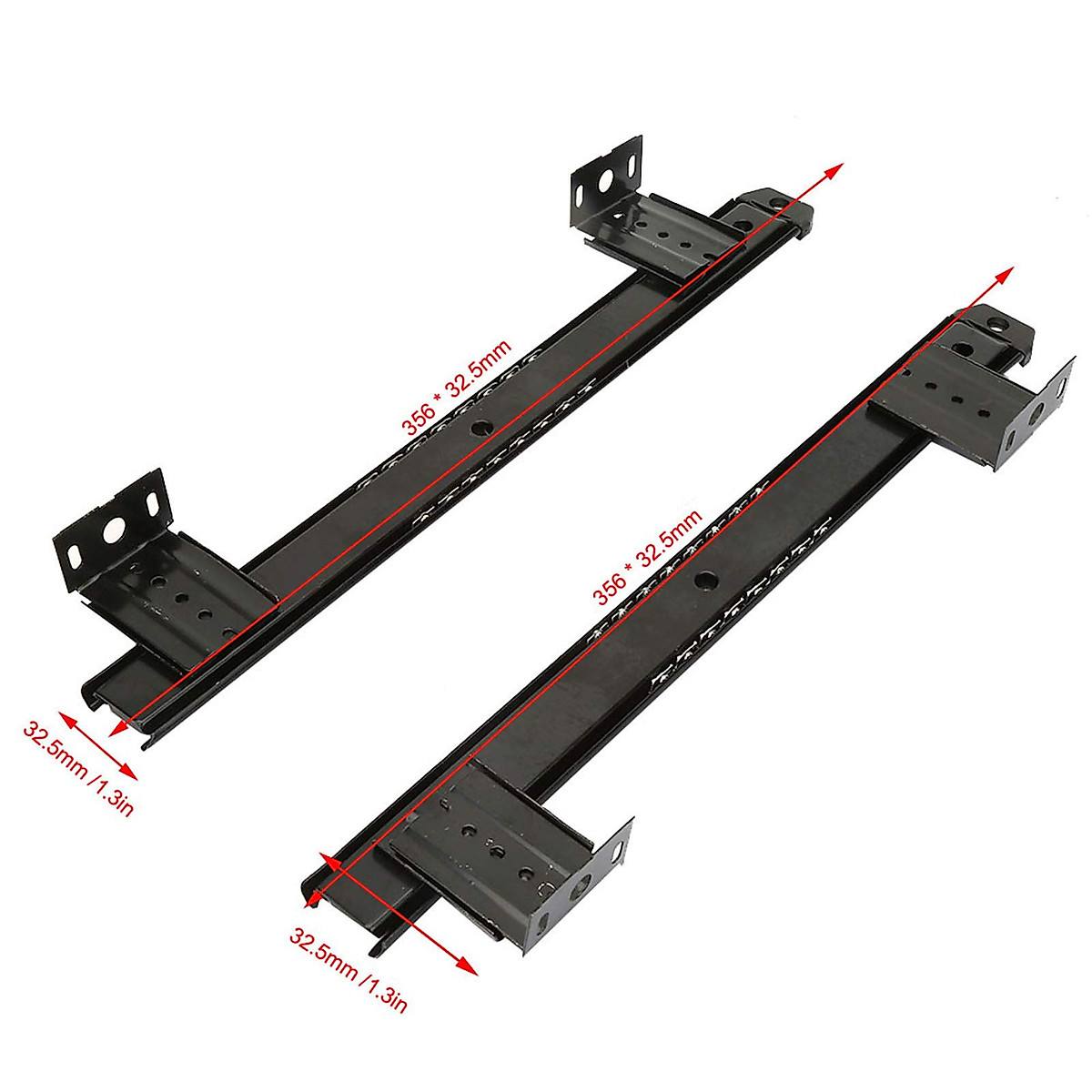 2Pcs Keyboard Slide, 14in Keyboard Drawer Slides Tray, Thickened Steel Desk Slide Computer Keyboard Rail Bracket, Ball Bearing Slides for Keyboard Tray