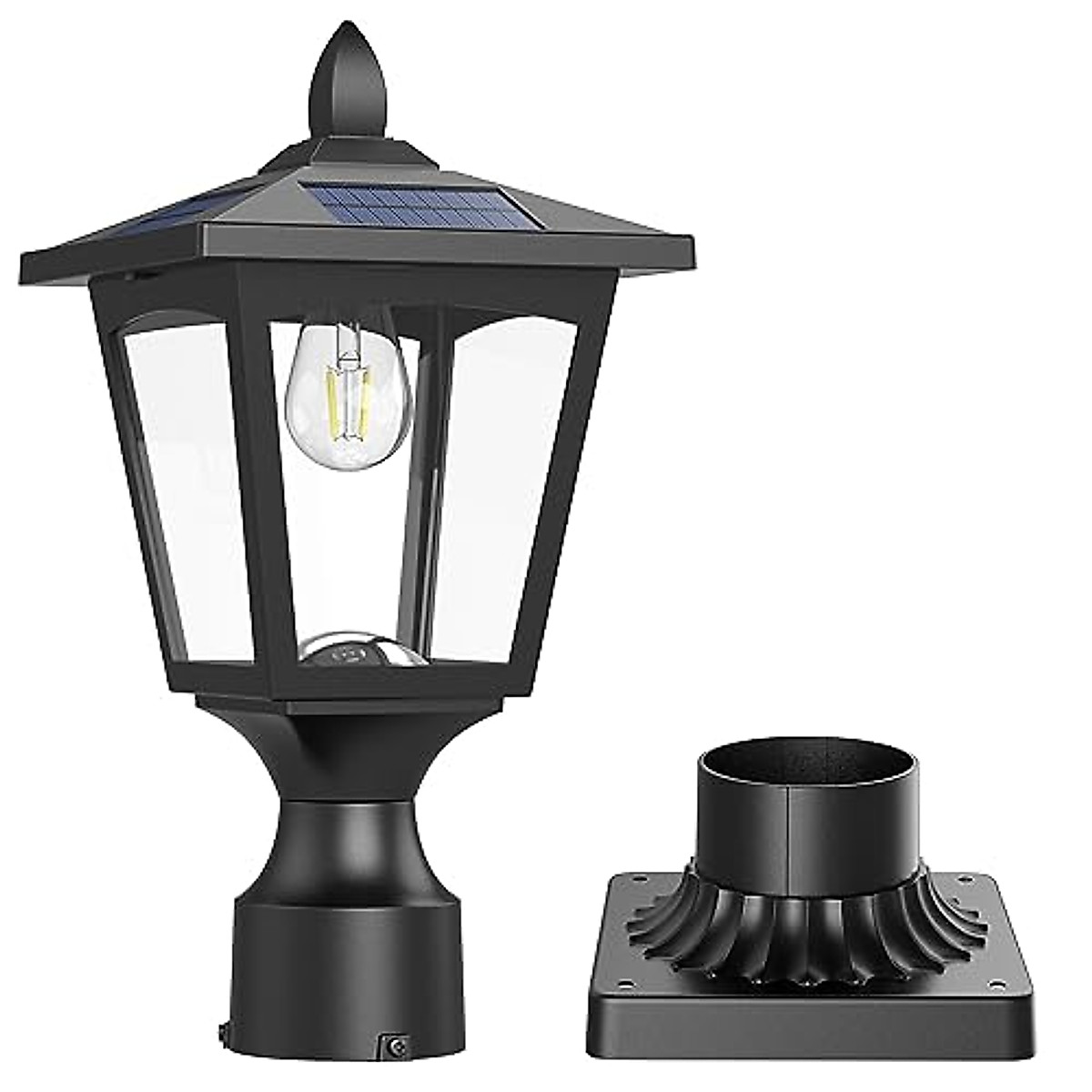 Solar Post Lights, 6000K Dusk to Dawn Solar Lamp Post Light with Pier Mount Base, Solar Post Lights Outdoor Waterproof for Garden Yard Landscape Pole Pillar, Outside Decorative Lamp(Cool White)