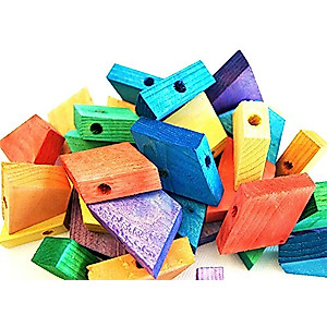Wood Large Colored 36 Wooden Blocks Parrot Bird Parts cage Toy African Grey Cockatoo