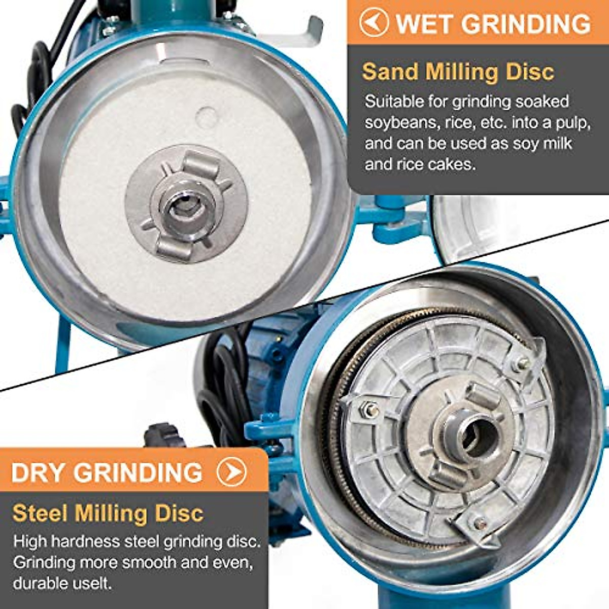H&ZT 2Pcs Sand Grinding Discs for 110V Electric Wet & Dry Grinder Machine, for 3000W Wet & Dry Flour Mill Cereals Grinder