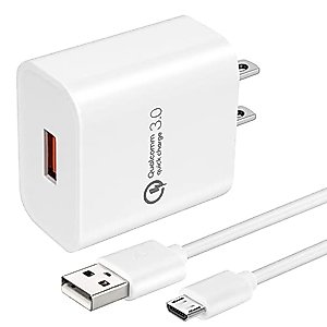 TPLTECH Quick Charge 3.0 Fast Wall Charger for TracFone LG Rebel 4 LTE L212VL/L211BL/237C/530G/Power L22C/Ultimate,LG G3 G4 V10 K10,Phoenix 2 K350N 3 4/K4,LG Rebel 2 X210/Rebel 3 L158VL Micro USB Cord