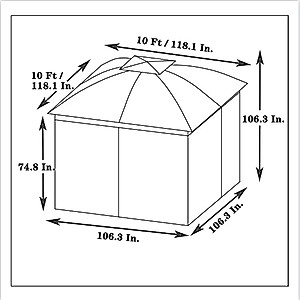 10x10 Ft Outdoor Gazebo - Canopy Tent with Curtains - Double Layer Top Gazebo Tent - Pop Up Canopy Shelter - Party Tent and Wedding Tent - Outdoor Shade Canopy for Backyard, Garden, Lawn - Grey