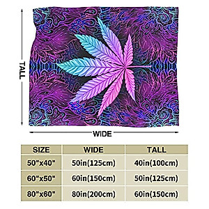 Colourful Weeds Leaves Blanket Throw Blanket Lightweight Microfiber Blankets for Bed Couch Sofa Blanket Quilt 50"X40"