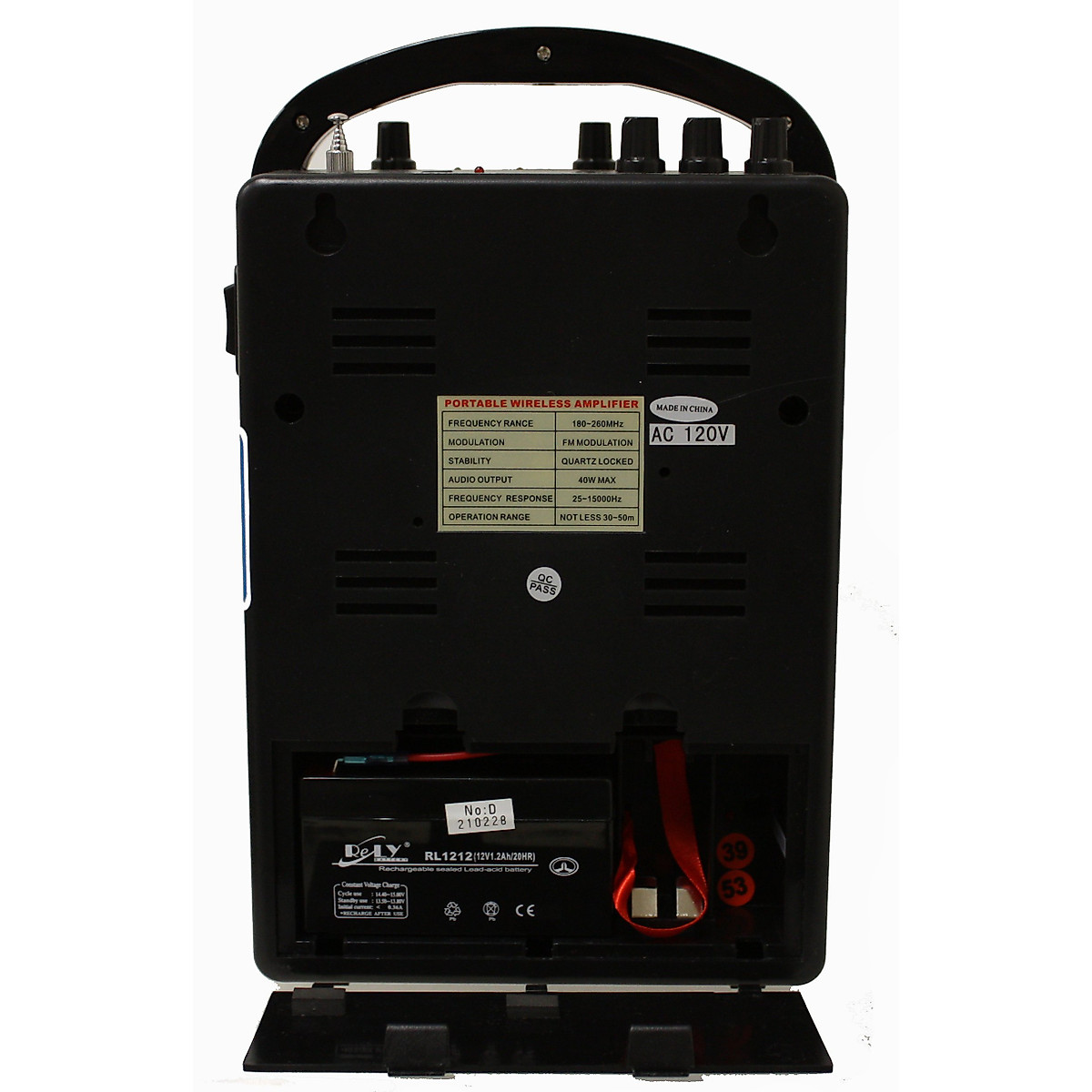 Hisonic HS122B-LL Portable Lithium Battery Rechargeable PA (Public Address) System with Dual Wireless Microphone System and Car Charger Cable, Black (2 Belt-Packs, Black)