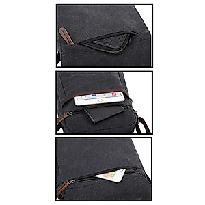 Sechunk Middle Vintage Canvas Messenger Cross body bag Shoulder bag (Green, middle)