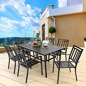 PHI VILLA Set of 2 Metal Patio Dining Chairs, Indoor/Outdoor Portable Patio Chairs, Stackable Bistro Chairs for Garden, Backyard, Lawn - Support 300 lbs